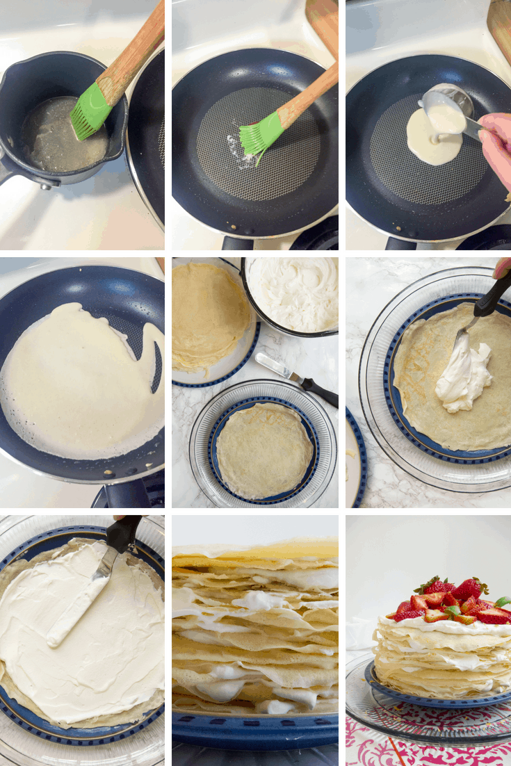 Lemon Strawberry French Mille Crepes Cake - International Desserts Blog